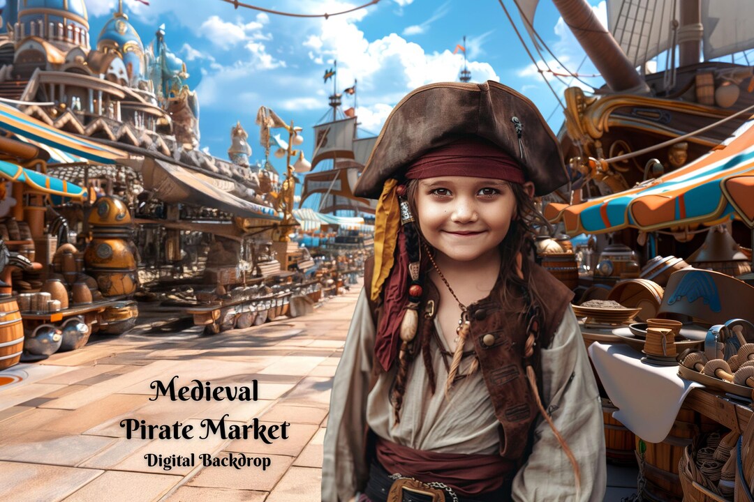 Medieval Pirate Market Digital Backdrop Middle East Era Digital ...