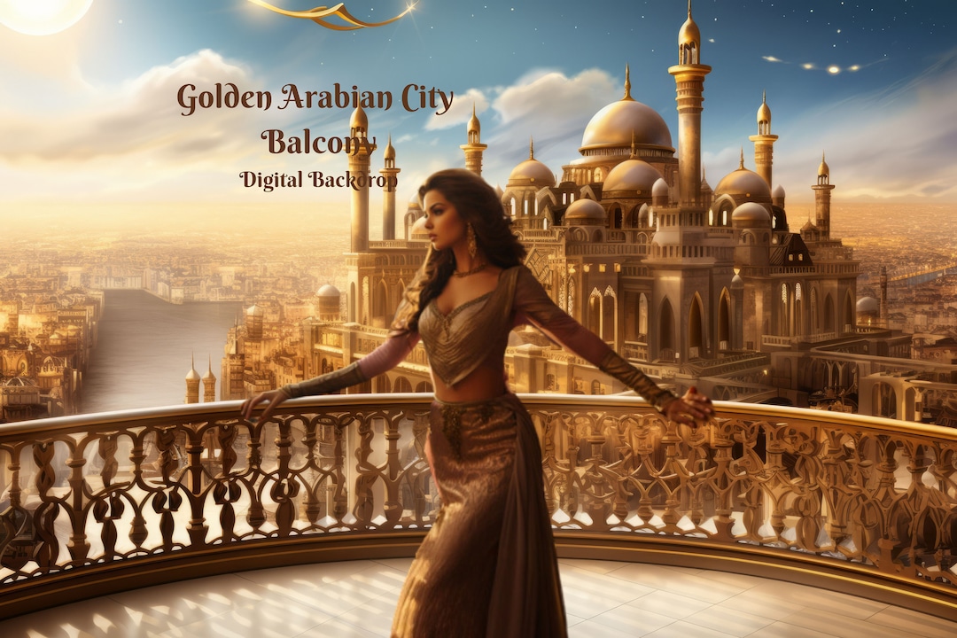 Golden Arabian City Digital Backdrop Fairy Tale Balcony Photography ...