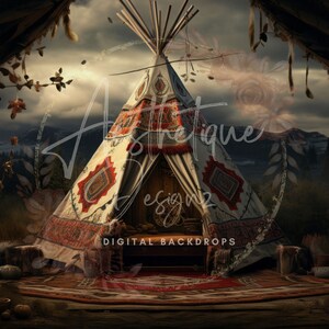 Tipi Native Indian Tent Digital Backdrop Native American Conical Tent ...