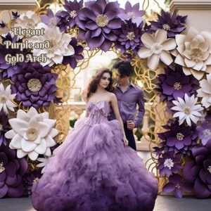 102 Purple Floral Arch Backdrops Purple and Gold Photography Background ...