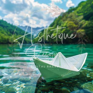Paper Boat Digital Backdrop for Boat Origami Photo Background for ...