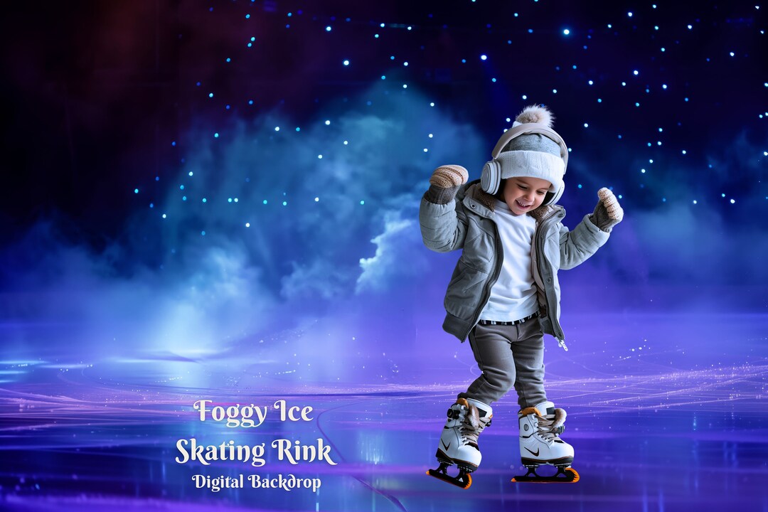 Foggy Ice Skating Rink Digital Backdrop Magical Dance on Ice Digital ...