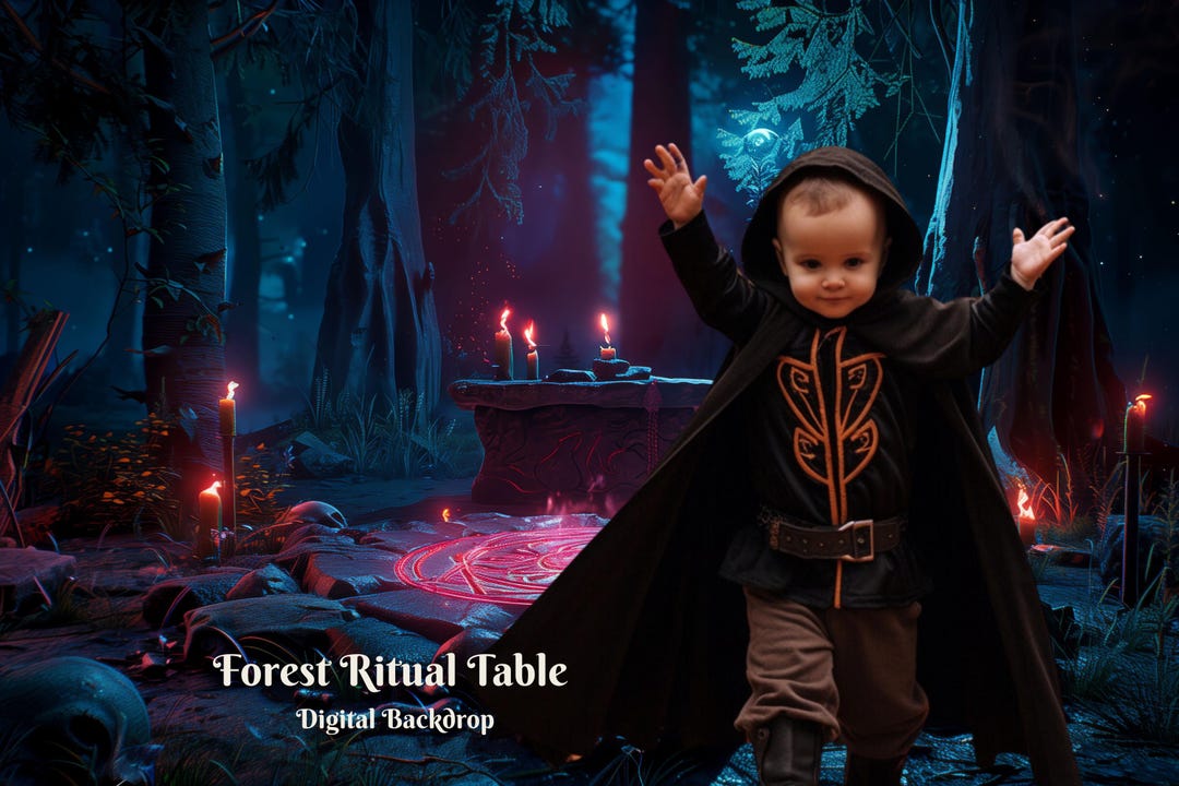 Forest Ritual Table Digital Backdrop Wizard's Rune Altar Background ...