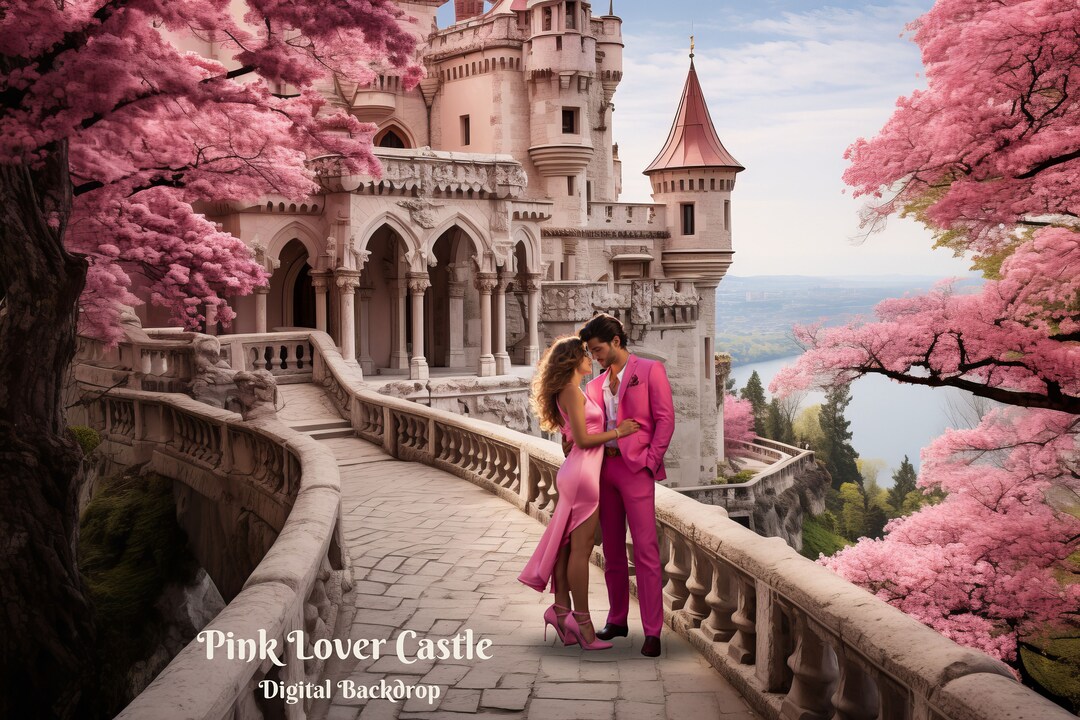 Pink Lovers' Castle Digital Backdrop for Valentines Composite Images ...