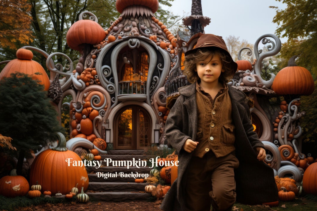 Fantasy Pumpkin House Digital Backdrop Fairy Tale House Digital ...