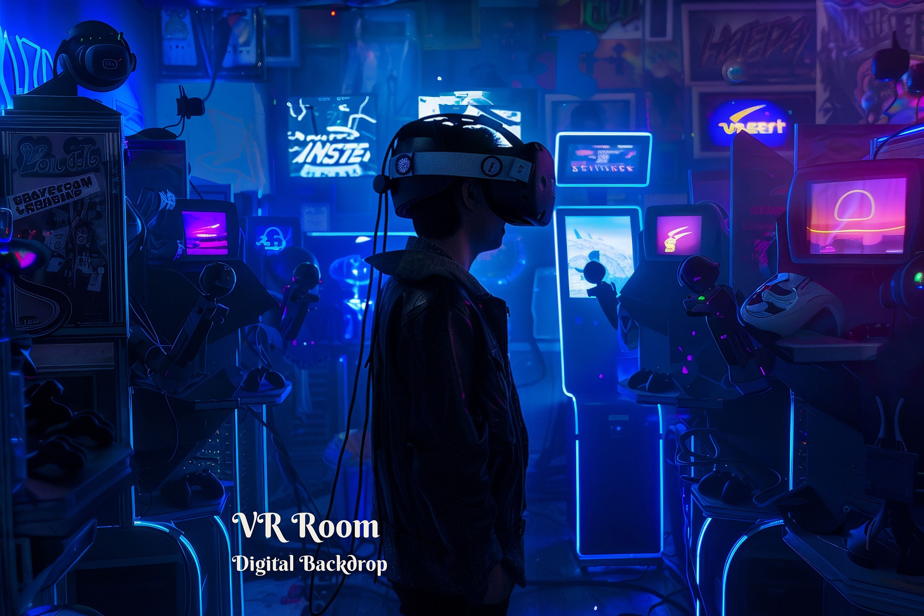 VR Room Digital Backdrop for Virtual Reality Game Composite Images ...