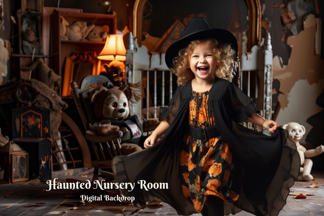 Haunted Nursery Room Digital Backdrop Abandoned Baby Crib Photography ...