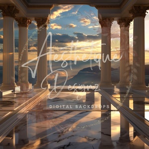 Marble Palace in the Sky Digital Backdrop Greek Gods Digital Background ...