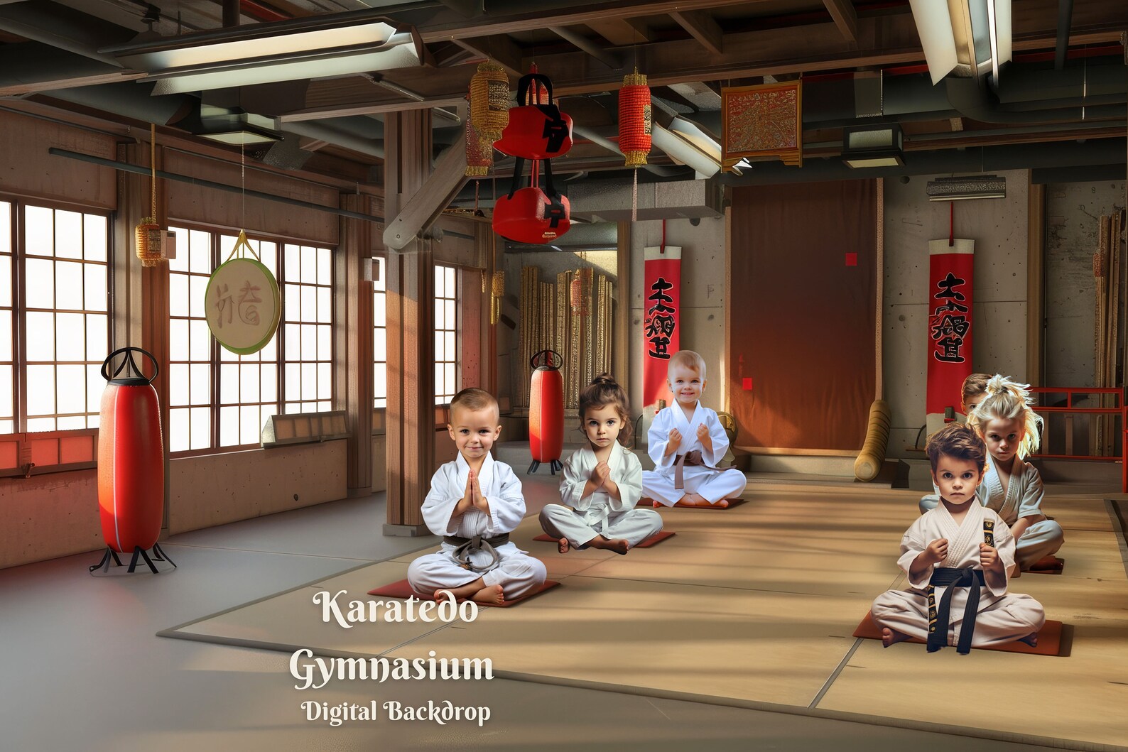 Karatedo Dojo Digital Backdrop Old Karate Gym Digital Background ...