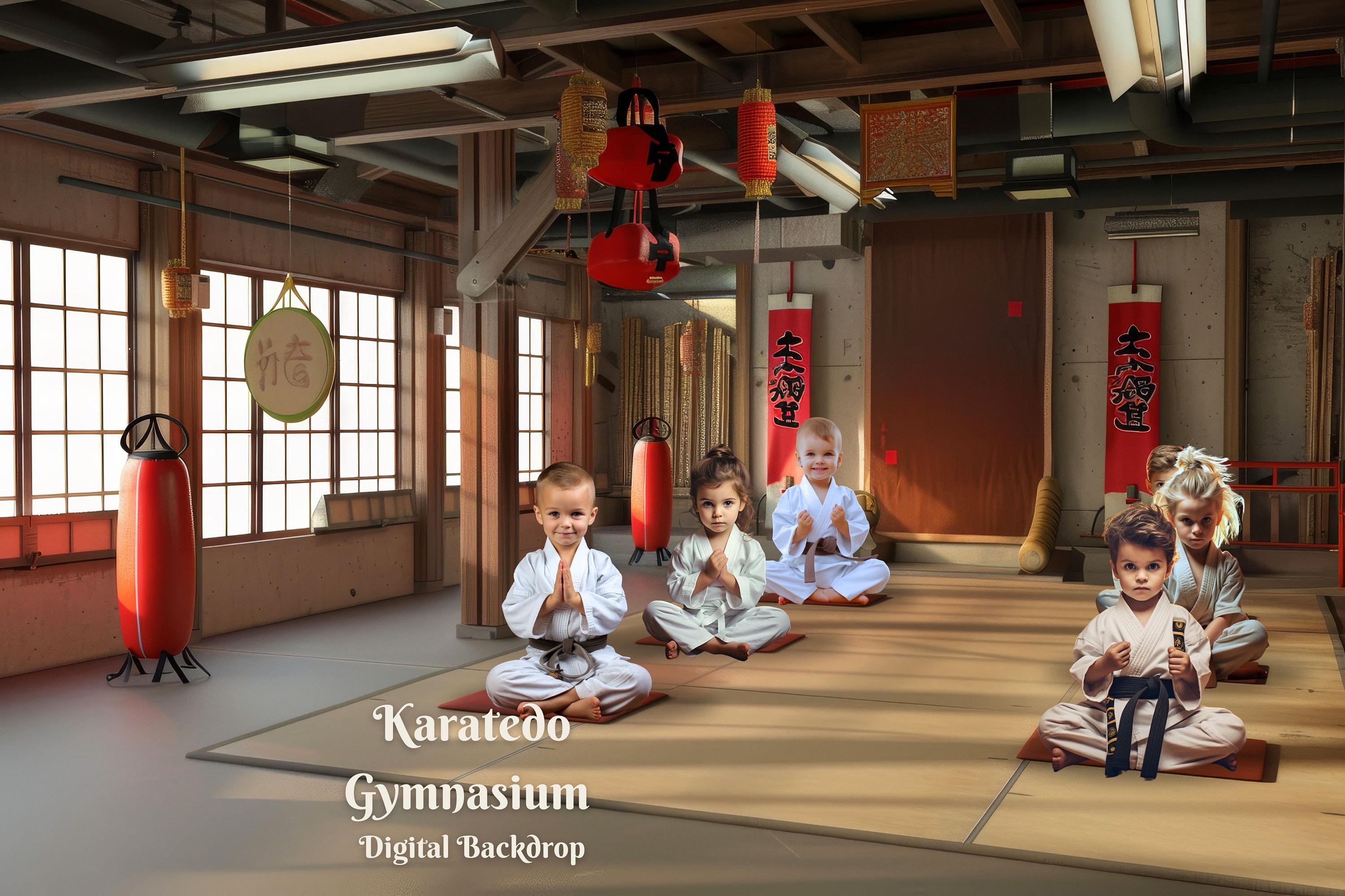 Karatedo Dojo Digital Backdrop Old Karate Gym Digital Background ...