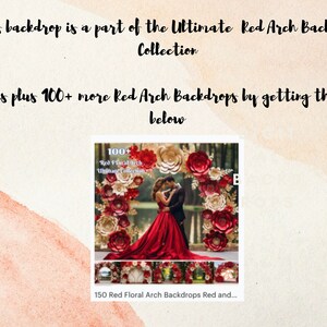 Red Floral Arch Backdrop Red and Gold Digital Backdrop Red Flower Arch ...