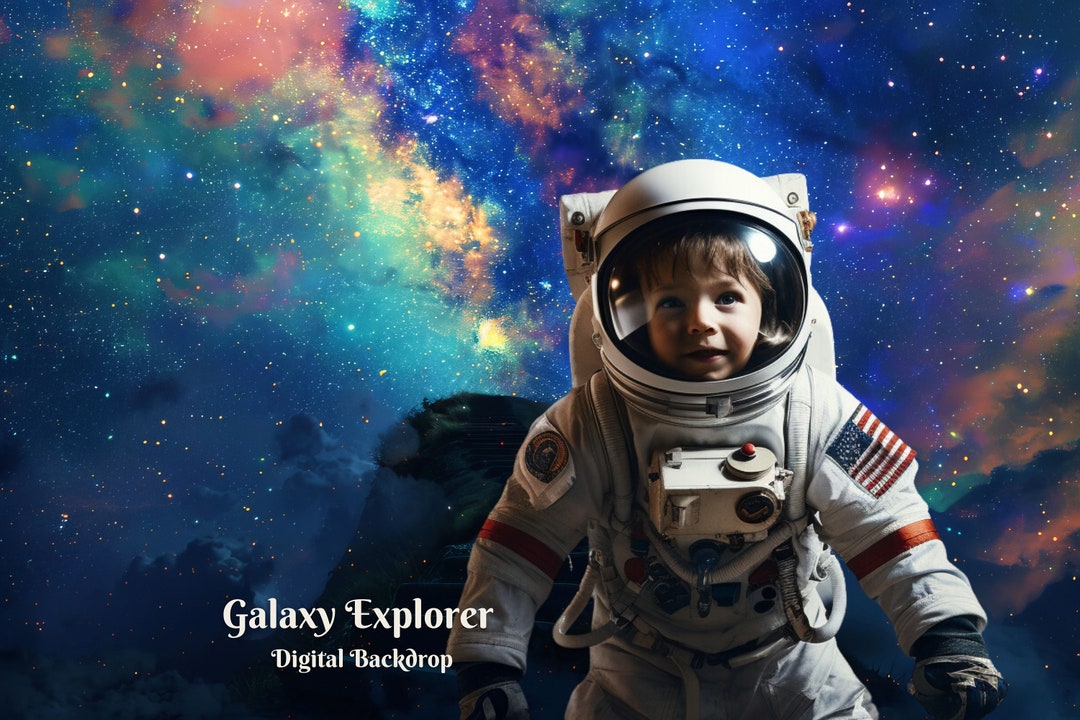 Galaxy Explorer Digital Backdrop Kid Astronaut Digital Background for ...