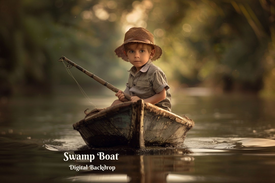 Swamp Boat Digital Backdrop for Small Fishing Boat Photo Background for ...