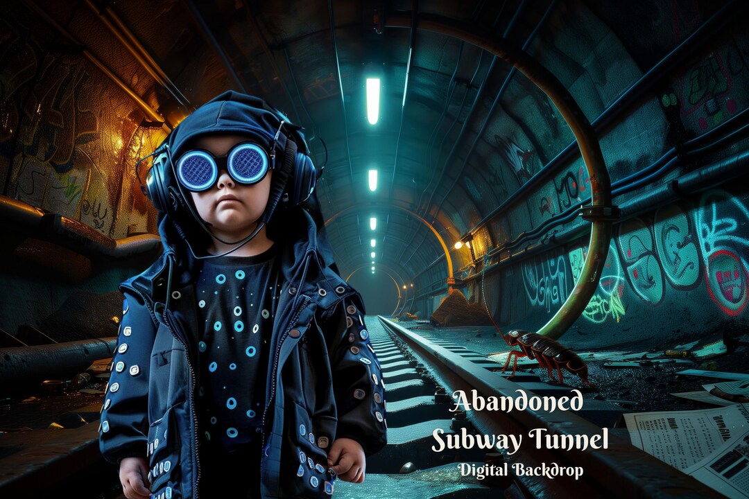 Abandoned Subway Tunnel Digital Backdrop for Post Apocalyptic Era ...
