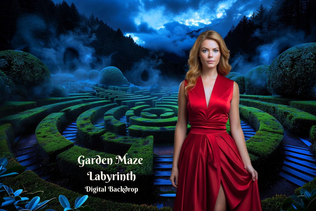 Garden Maze Labyrinth Digital Backdrop for Nature Composite Images Confusing Labyrinth Digital ...