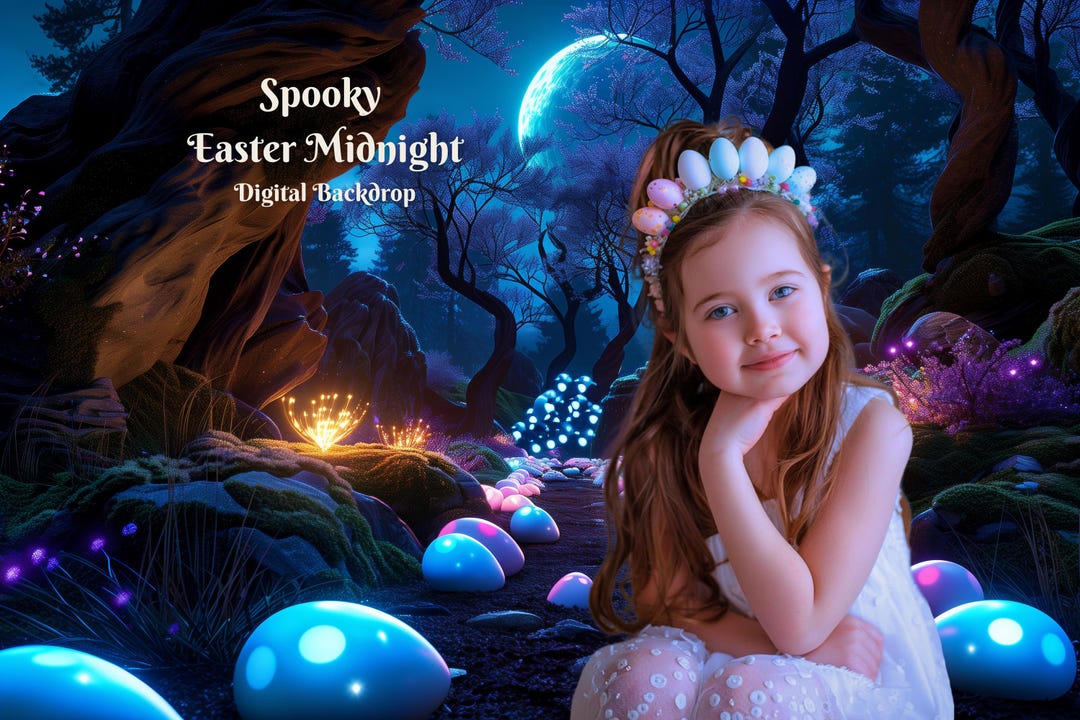 Spooky Easter Midnight Digital Backdrop for Easter Egg Hunt Composite ...