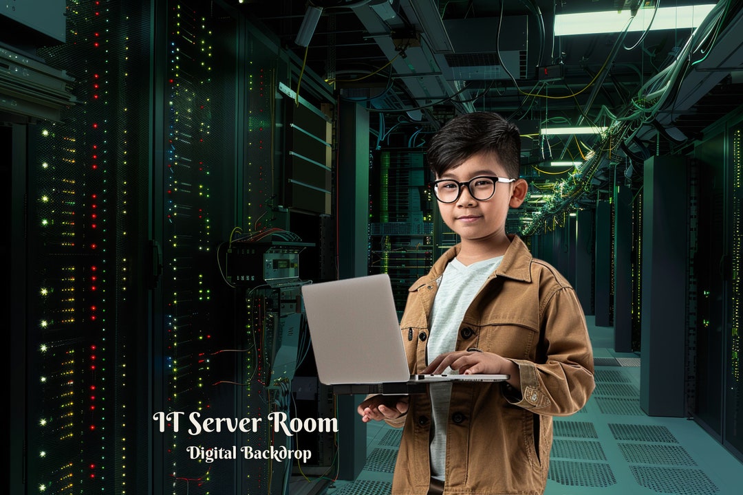 IT Server Room Digital Backdrop for Computer Engineer Composite Images ...