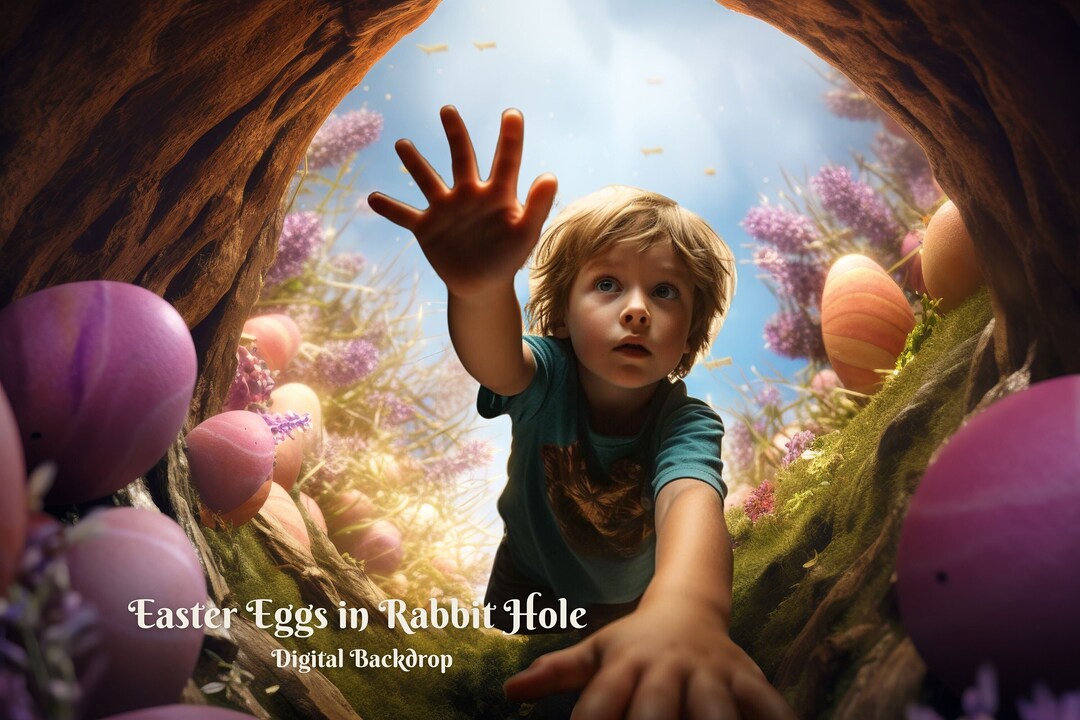 Easter Egg Hunt in Rabbit Hole Digital Backdrop for Easter Composite ...