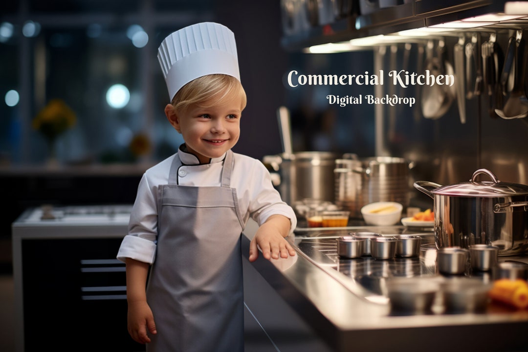 Commercial Kitchen Digital Backdrop Stainless Steel Digital Background ...