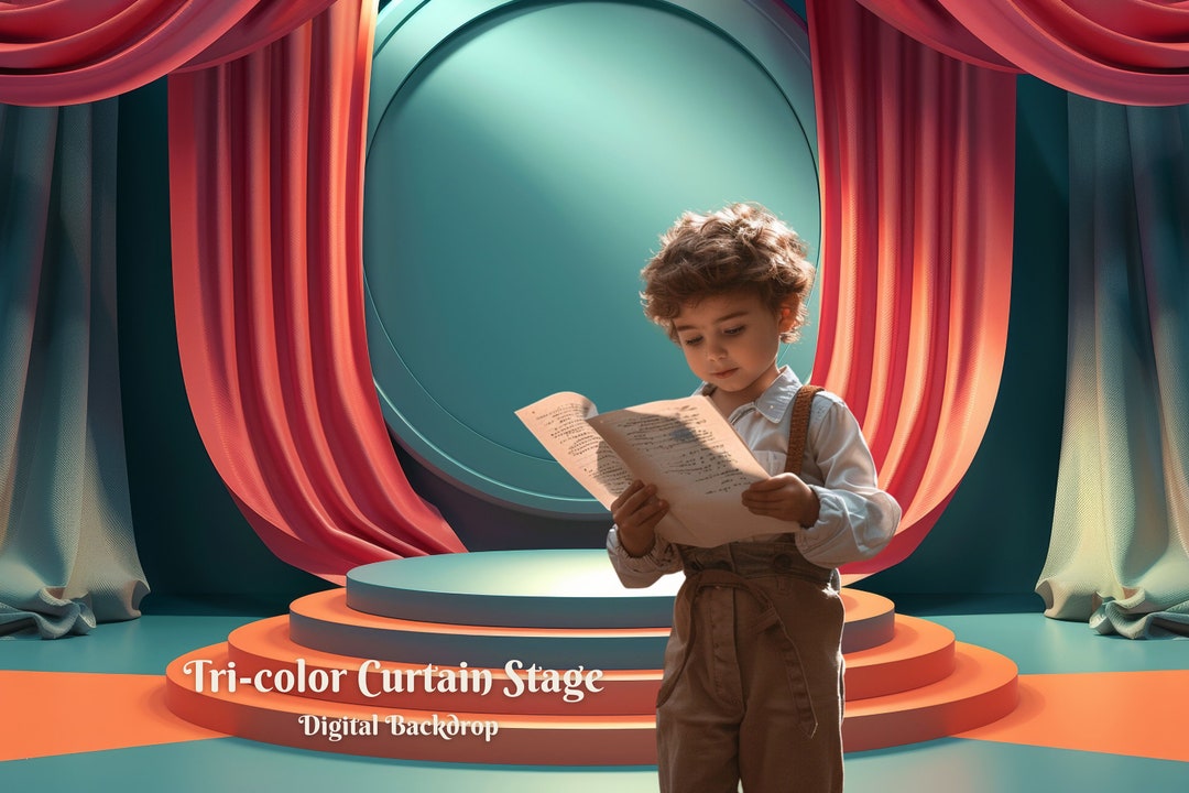 Tri-color Curtain Stage Digital Backdrop for Poetic Stage Composite ...