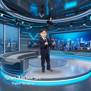 News Anchor Set Digital Backdrop Newscaster Background for Creative ...