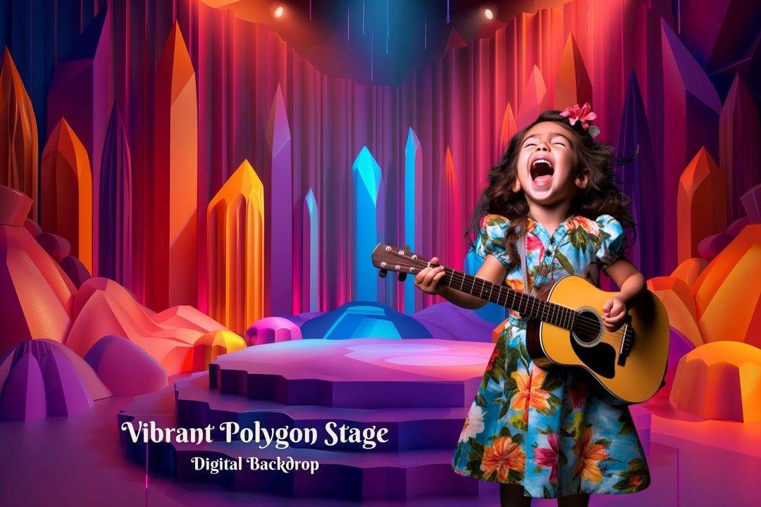 Vibrant Polygon Stage Digital Backdrop for Poetic Stage Composite ...