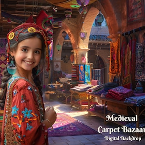 Medieval Carpet Bazaar Digital Backdrop Wool Rugs Stall Market Digital ...