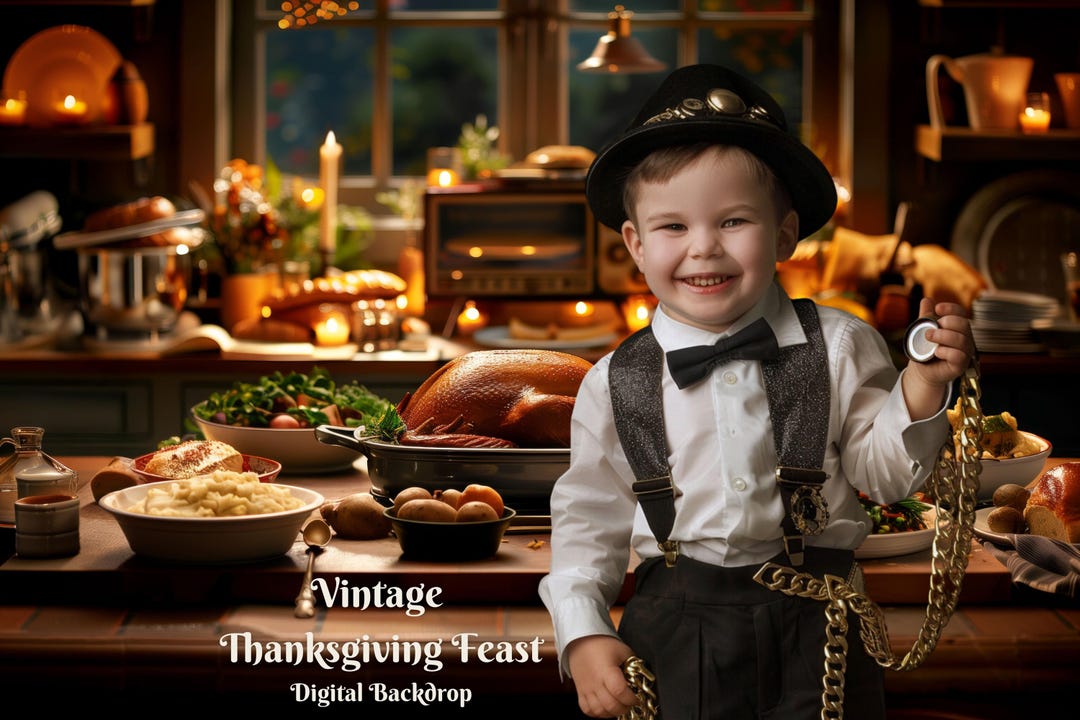 Vintage Thanksgiving Feast Digital Backdrop Outdoor Banquet Photo ...