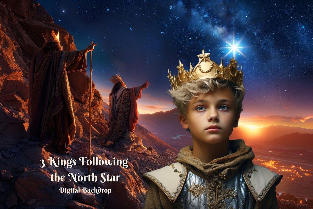 3 Kings Following the North Star Digital Backdrop Biblical Setting ...