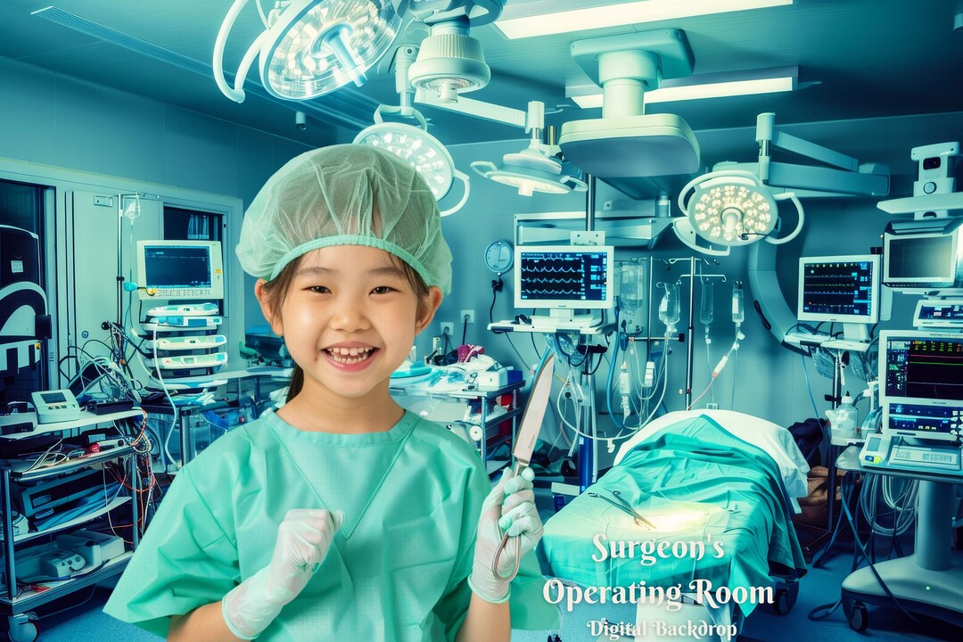 Surgeon's Operating Room Digital Backdrop Medical Operation Background ...