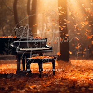 Piano in Autumn Fantasy Digital Backdrop Autumn Dreams Digital ...