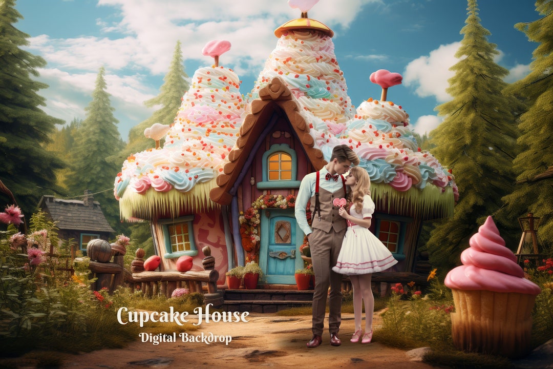 Cupcake House Digital Backdrop for Cup Cake Cabin Creative Images Candy ...