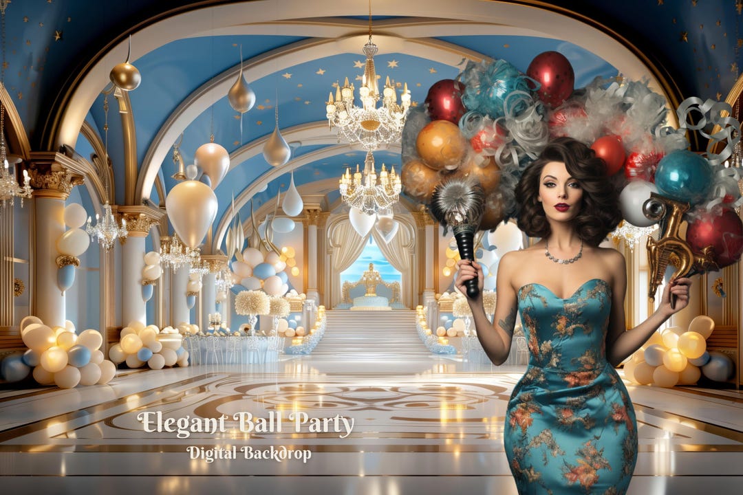 Elegant Ball Party Digital Backdrop Rich Man's House Image Overlay Marble Mansion Digital ...