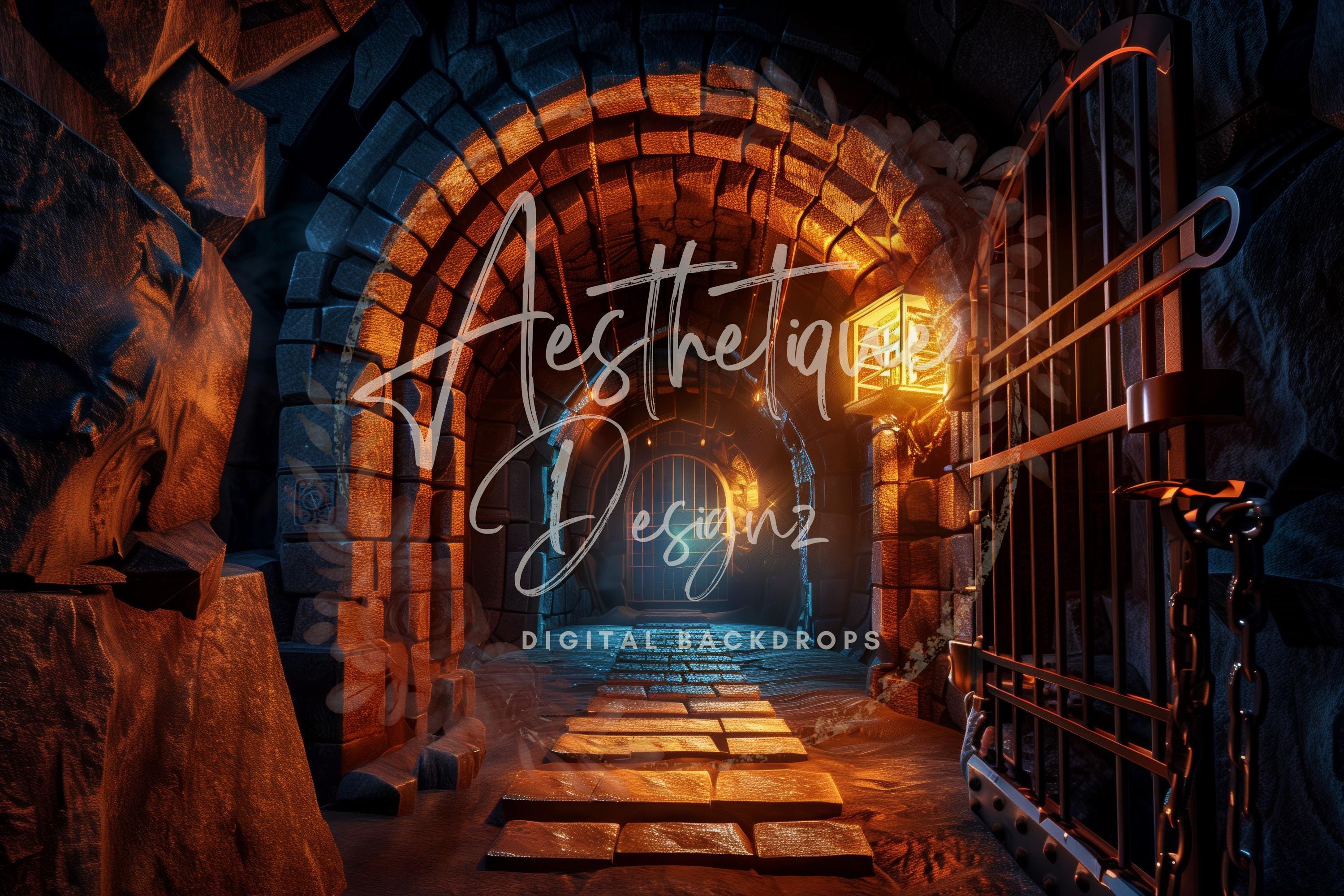 Stone Dungeon Prison Cell Digital Backdrop Stone Cell Digital ...