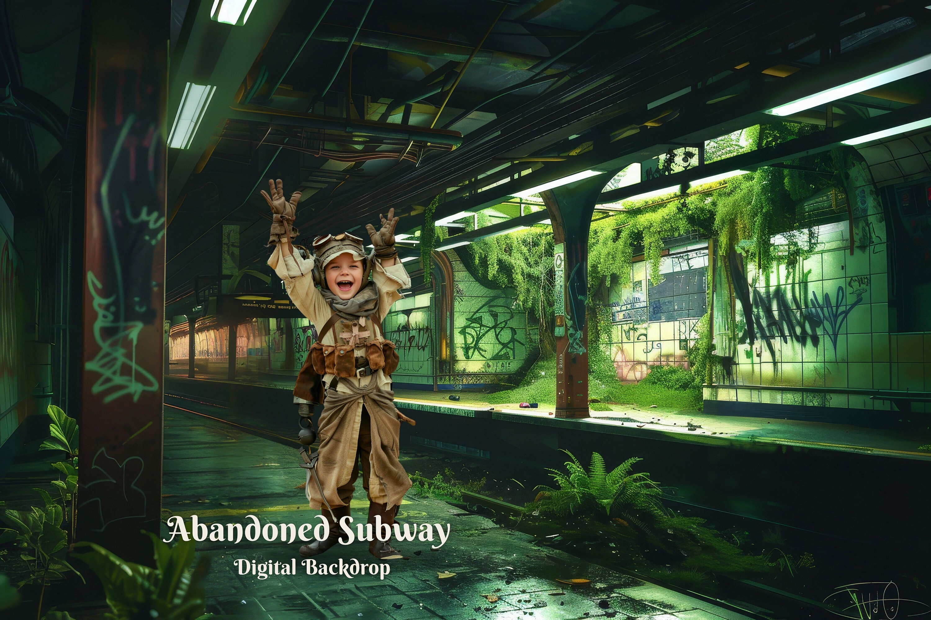 Abandoned Subway Digital Backdrop for Post Apocalyptic Era Composite ...