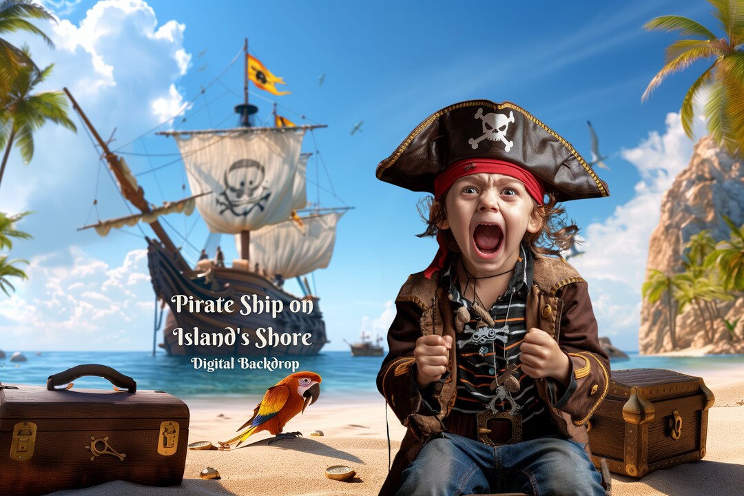 Pirates and Treasures Digital Backdrop Treasure Island Photo Background ...
