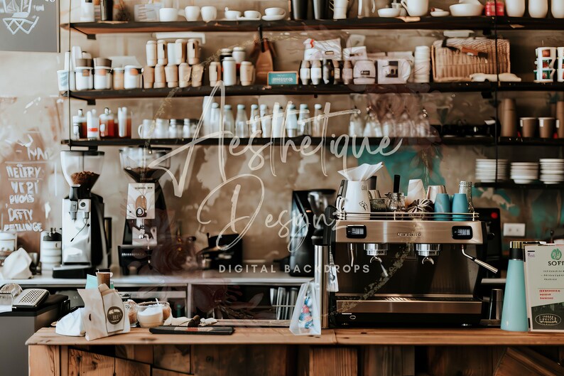 Barista's Kitchen Digital Backdrop Coffee House Photography Background ...