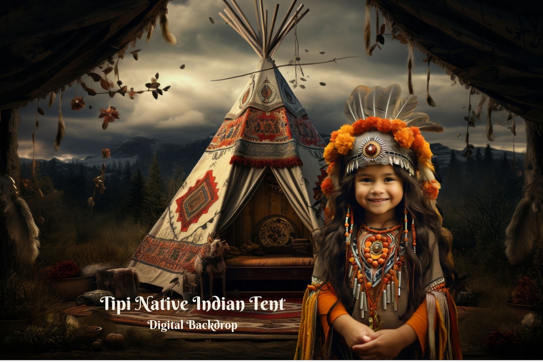 Tipi Native Indian Tent Digital Backdrop Native American Conical Tent ...