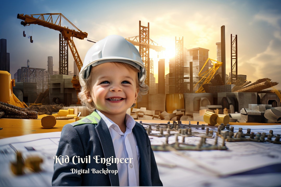 Kid Civil Engineer Digital Backdrop Future Engineering Toddler ...