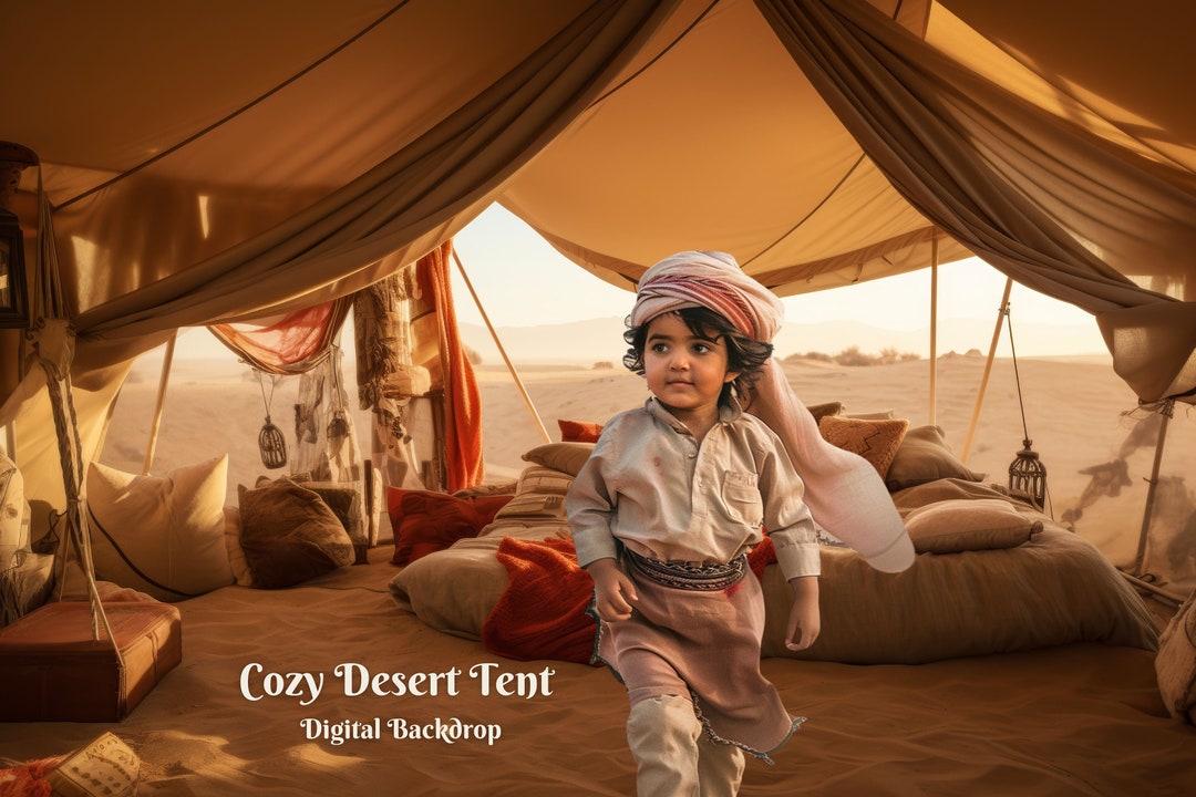 Cozy Desert Tent Digital Backdrop Hot Desert Dunes Digital Background ...