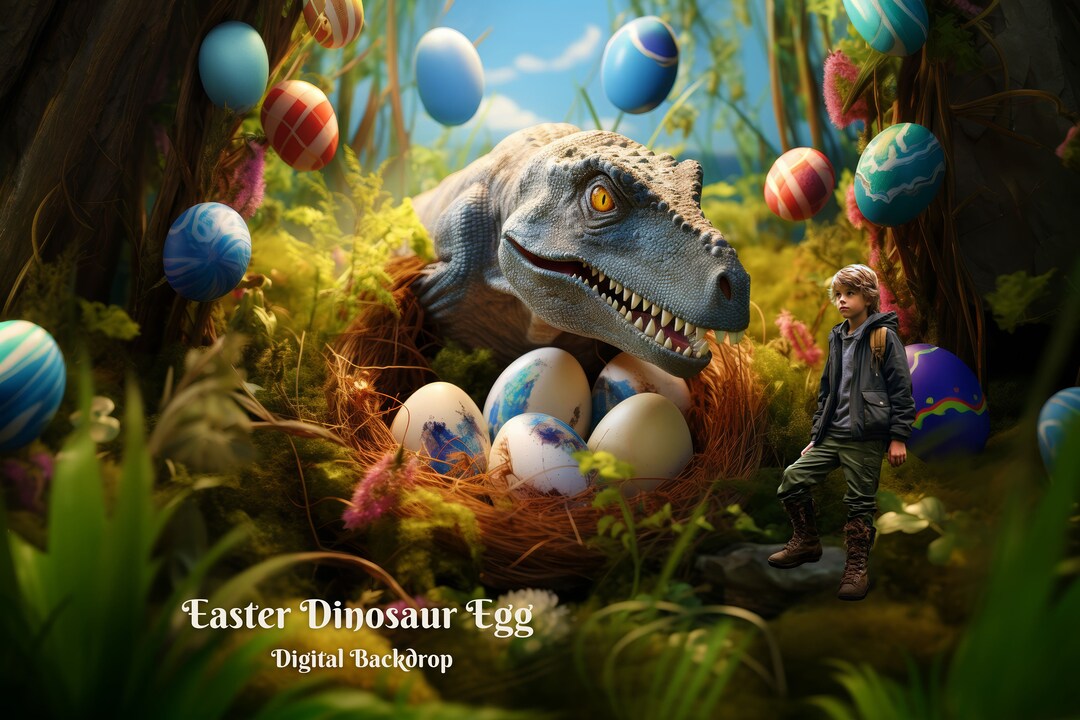 Easter Dinosaur Egg Digital Backdrop for Easter Egg Hunt Composite ...