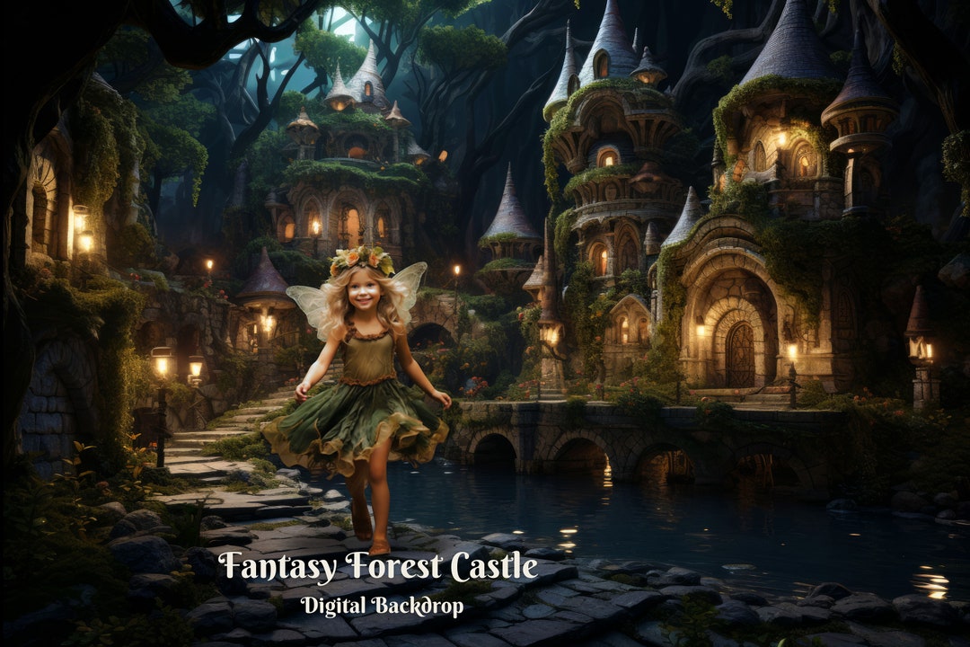 Forest Fairies' Castle Digital Backdrop Magical Forest Castle Photo ...