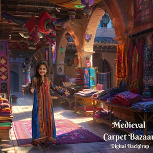 Medieval Carpet Bazaar Digital Backdrop Wool Rugs Stall Market Digital ...