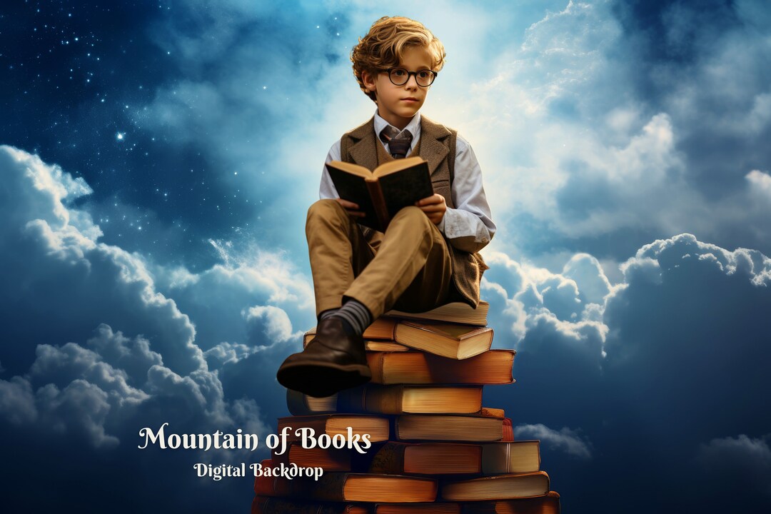 Mountain of Books Digital Backdrop Library Books Photography Background ...