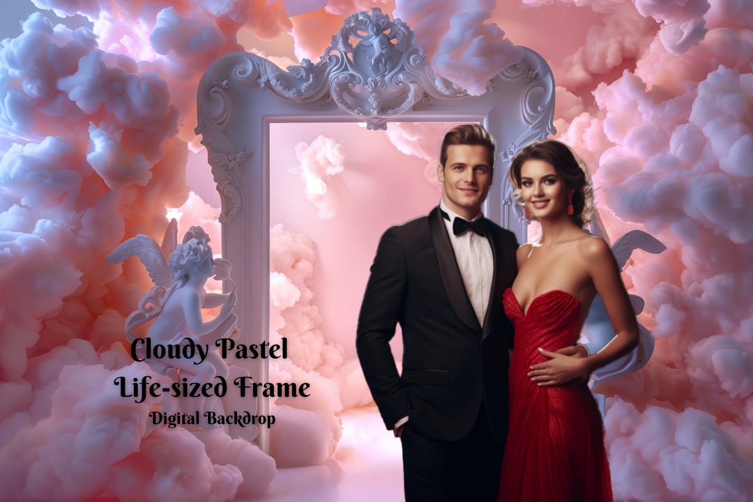 Cloudy Pastel Life Sized Frame Digital Backdrop Pastel Cotton Cloud ...