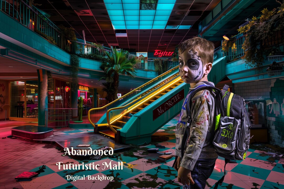 Abandoned Futuristic Mall Digital Backdrop for Zombie Apocalypse ...