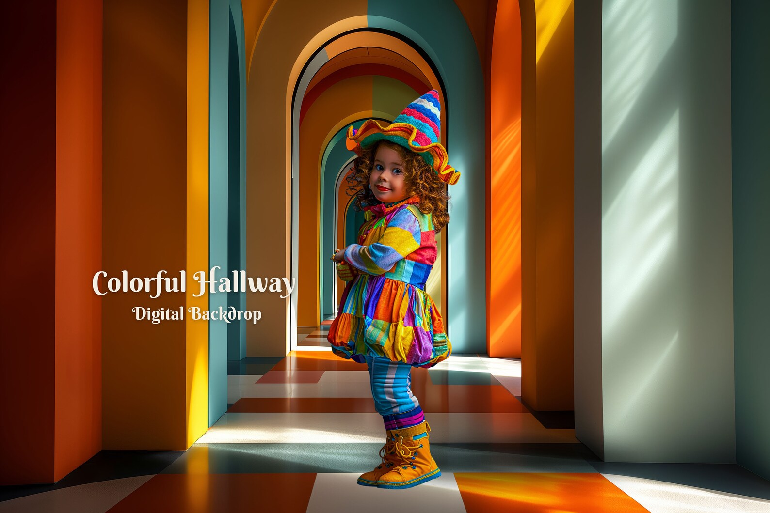 Colorful Hallway Digital Backdrop Aesthetic Rainbow Room Photo ...