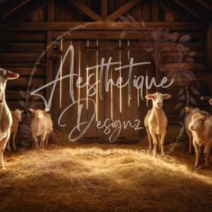 Barn Animals Digital Backdrop Hay Barn Background Stable Digital ...