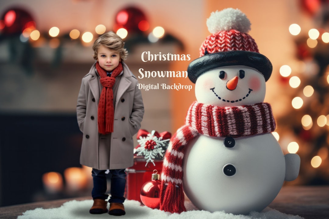 Christmas Snowman Digital Backdrop Merry Christmas Celebration Photo ...