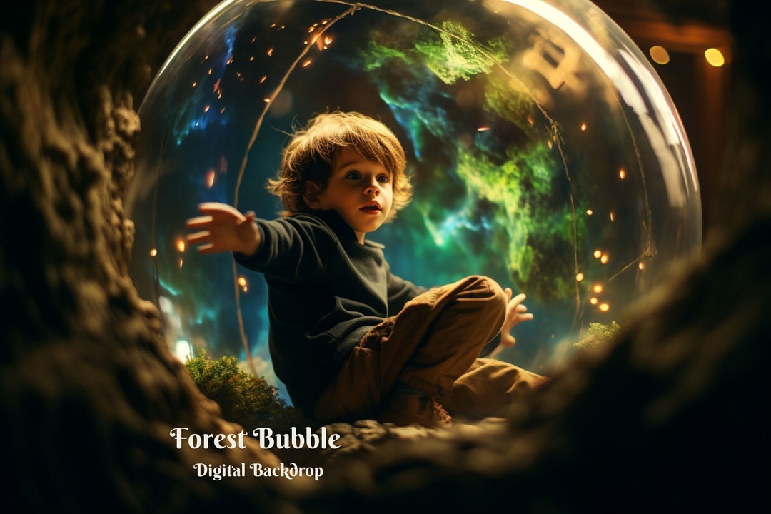 Forest Bubble Digital Backdrop Fantasy Forest Digital Background Soapy Bubbles Composite Images ...